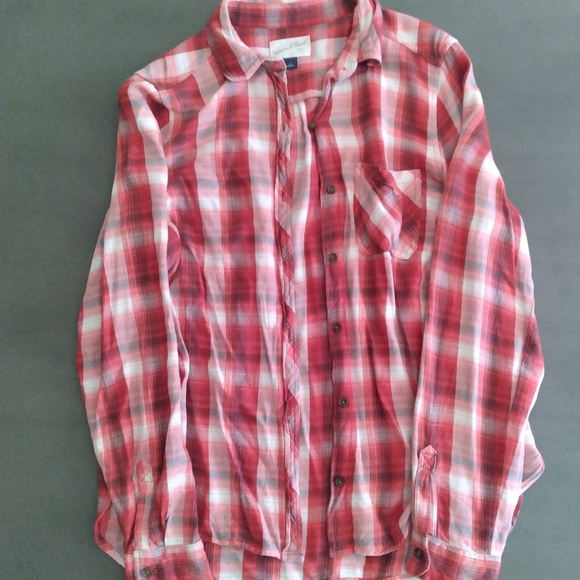 Tops | Red White Button Down Blouse Universal Thread Small | Poshmark